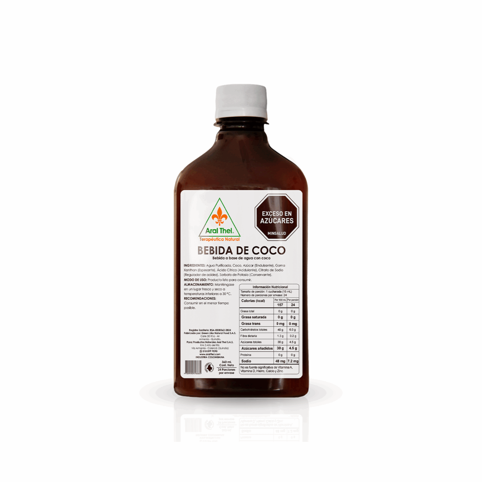 Bebida Coco Jarabe 360 ml Aral Thel - Moli Natural